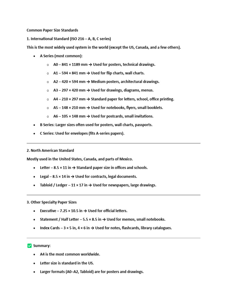 Chart Sizes in cm: A Series Overview | PDF