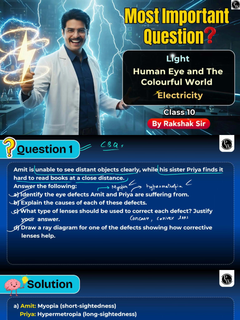 Physics - Most Important Questions Class 10 - Class Notes | PDF