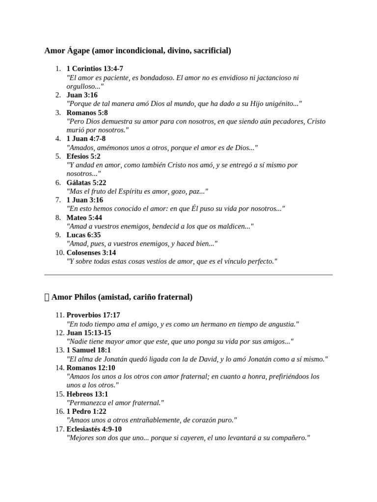 Agape, Filos, Eros | PDF | Amor | Contenido bíblico
