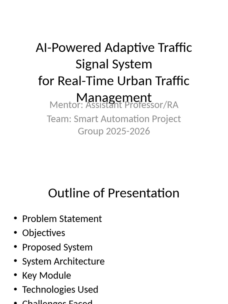 AI Traffic Signal System for Urban Management | PDF | Traffic ...
