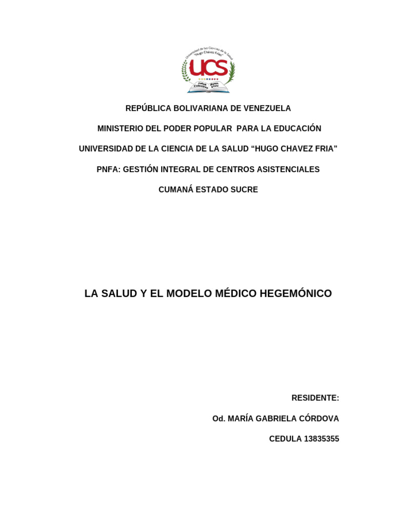 Modelo Médico Hegemónico en Salud | PDF | Medicina | Cuidado de la salud