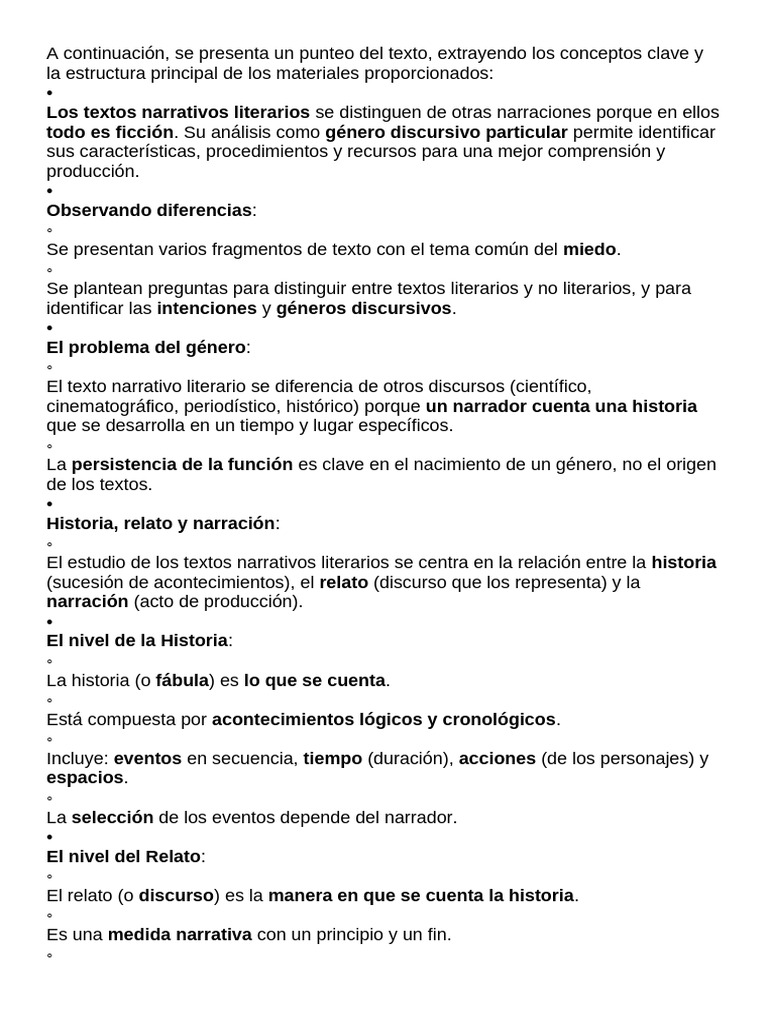 Análisis de Textos Narrativos Literarios | PDF | Narración