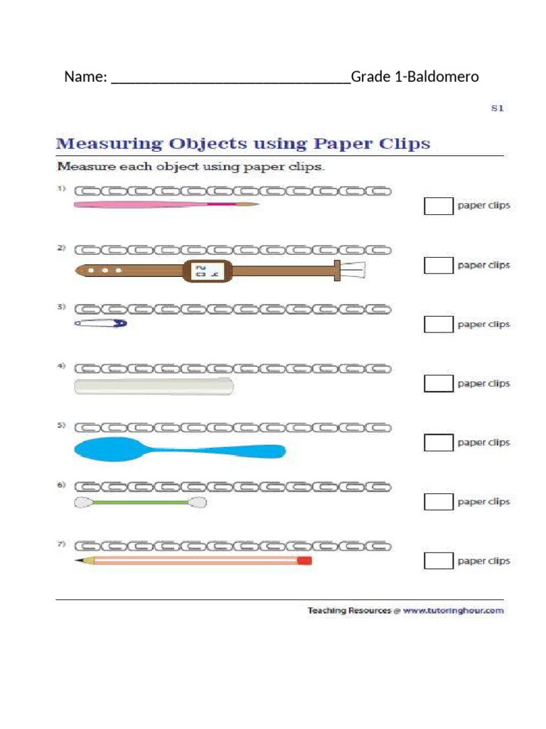 Paper Clips Measurements | PDF