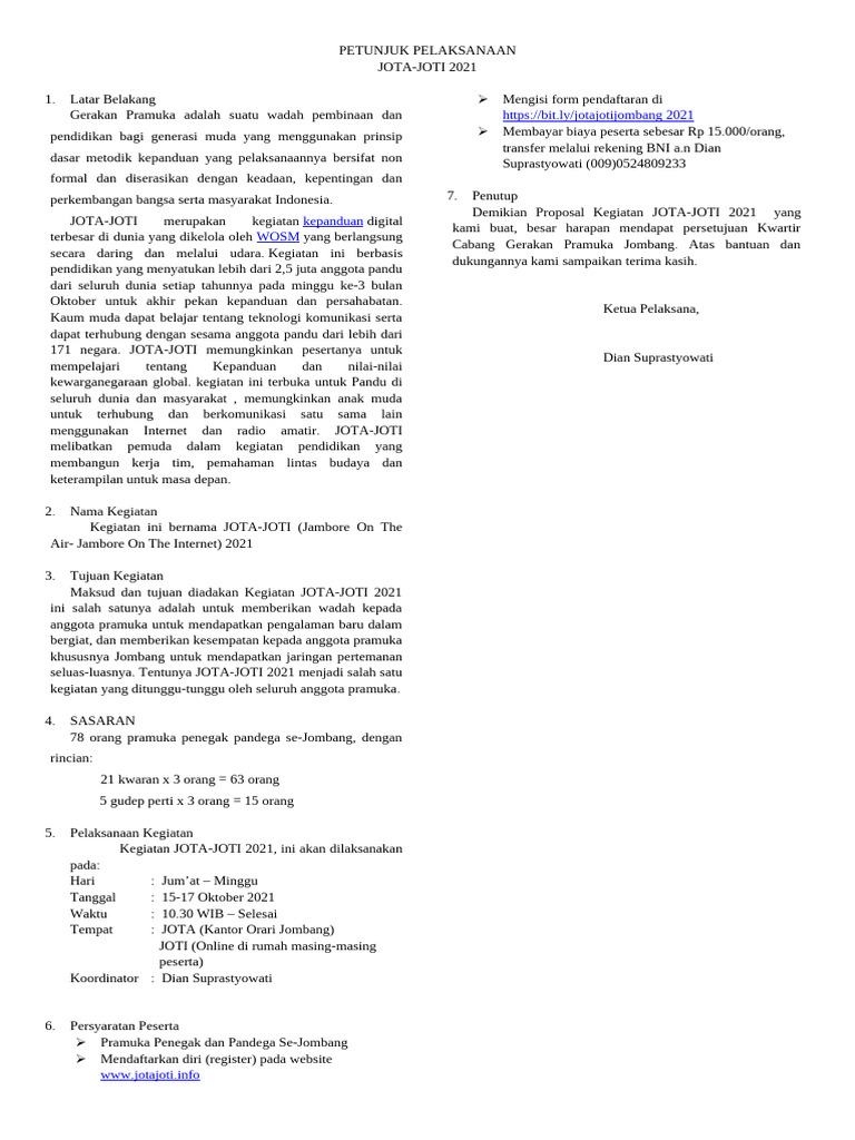 Juklak Juknis JOTA-JOTI | PDF