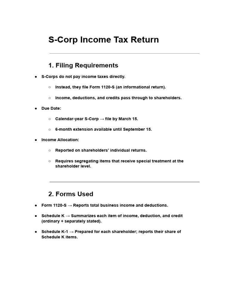 S-Corp Tax Return Filing Guide | PDF | Tax Deduction | Economies