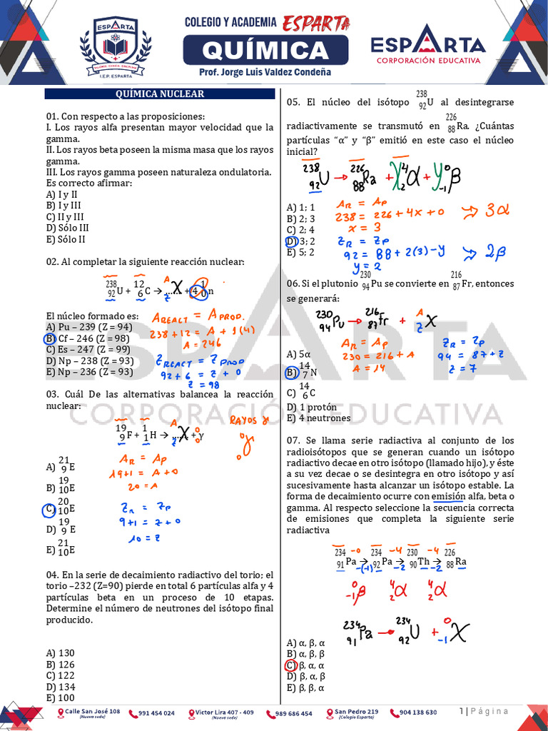 Seminario Química Nuclear - Iif 2026 | PDF | Desintegración radioactiva | Radiación