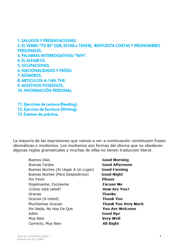 Ingles 1 Tema 1 LIBRO | PDF | Tipología Lingüística | Mecánica del lenguaje