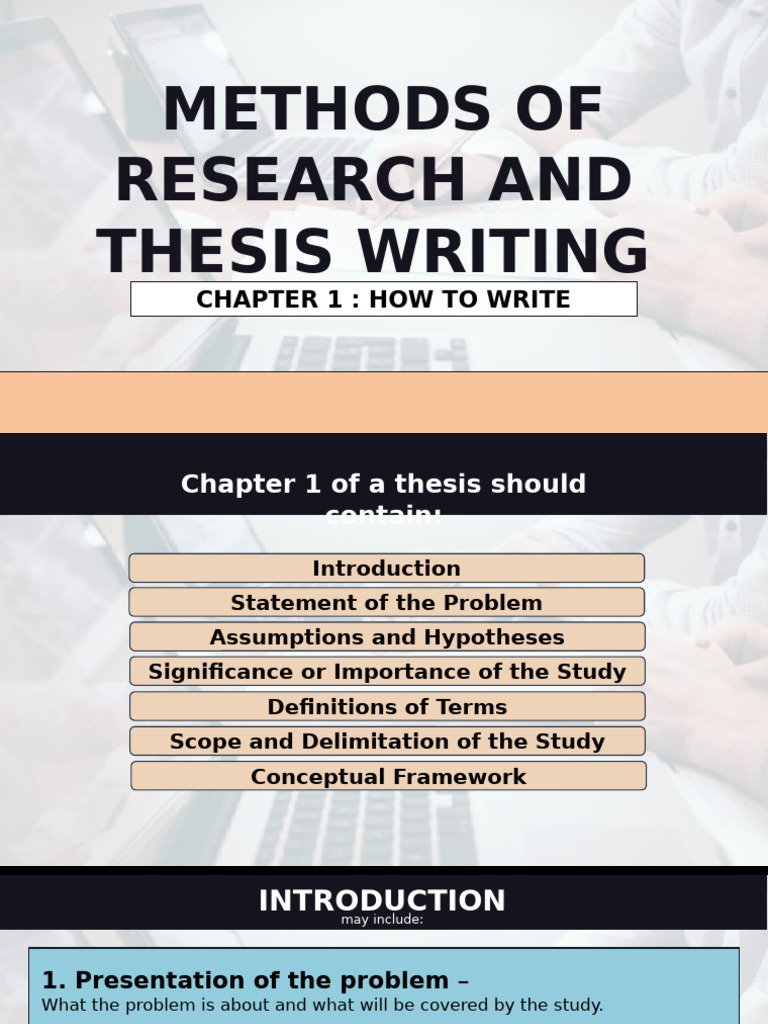 Thesis Writing: Chapter 1 Guide | PDF | Hypothesis | Methodology