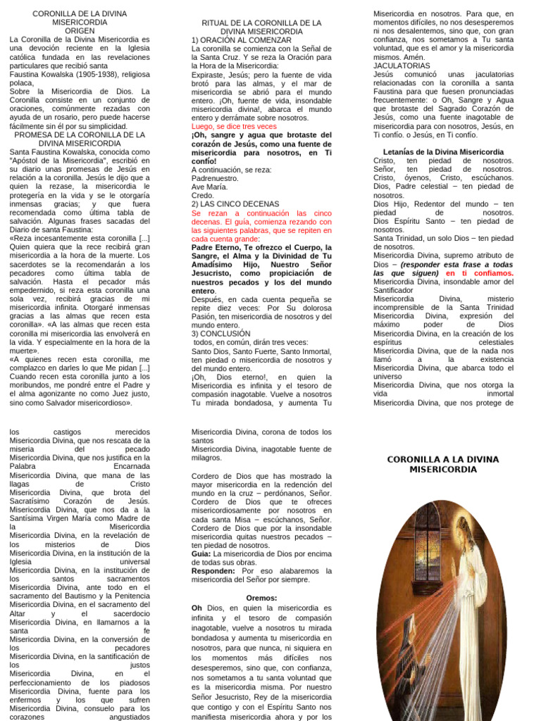 Coronilla de La Divina Misericordia | PDF | Teología | Creencia religiosa y doctrina