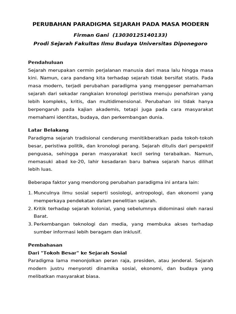 Perubahan Paradigma Sejarah Modern | PDF