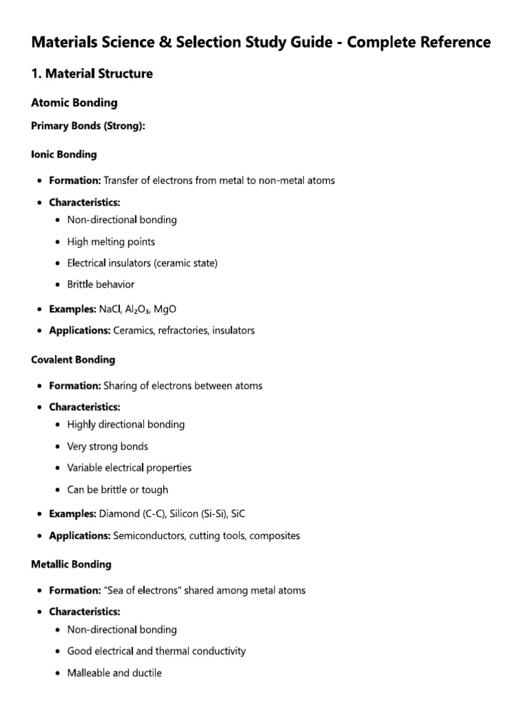 Material Science and Selection | PDF