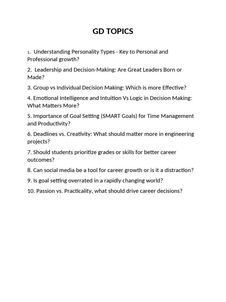 GD TOPICS Sem 3 | PDF