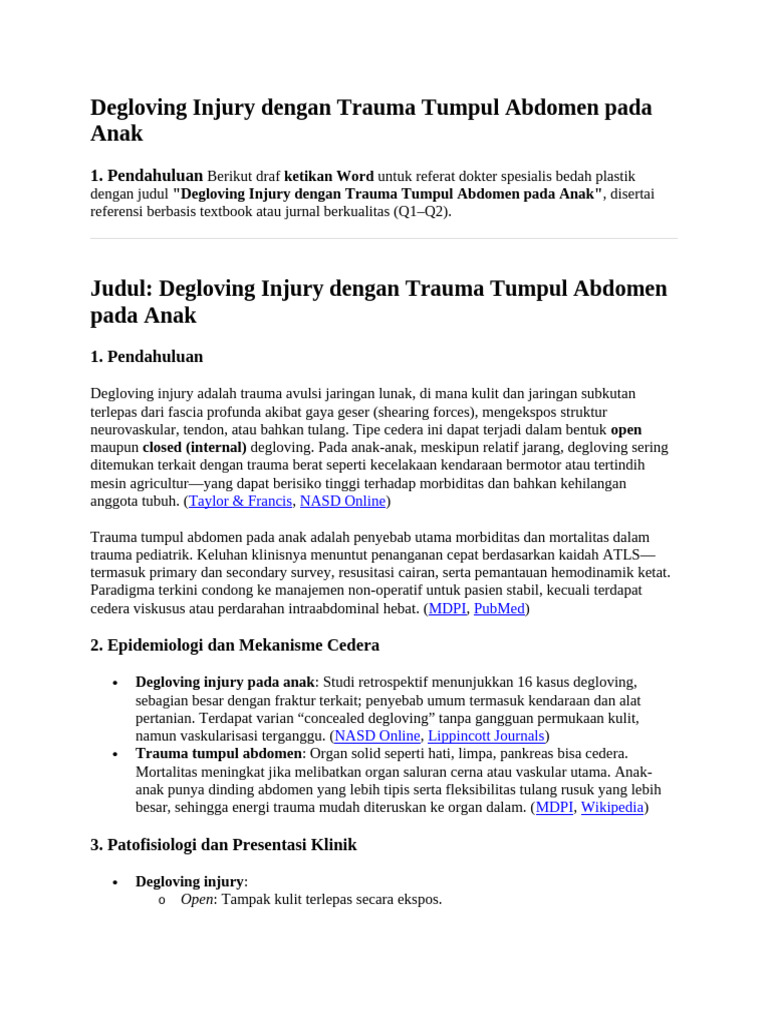 Degloving Injury Dengan Trauma Tumpul Abdomen Pada Anak | PDF
