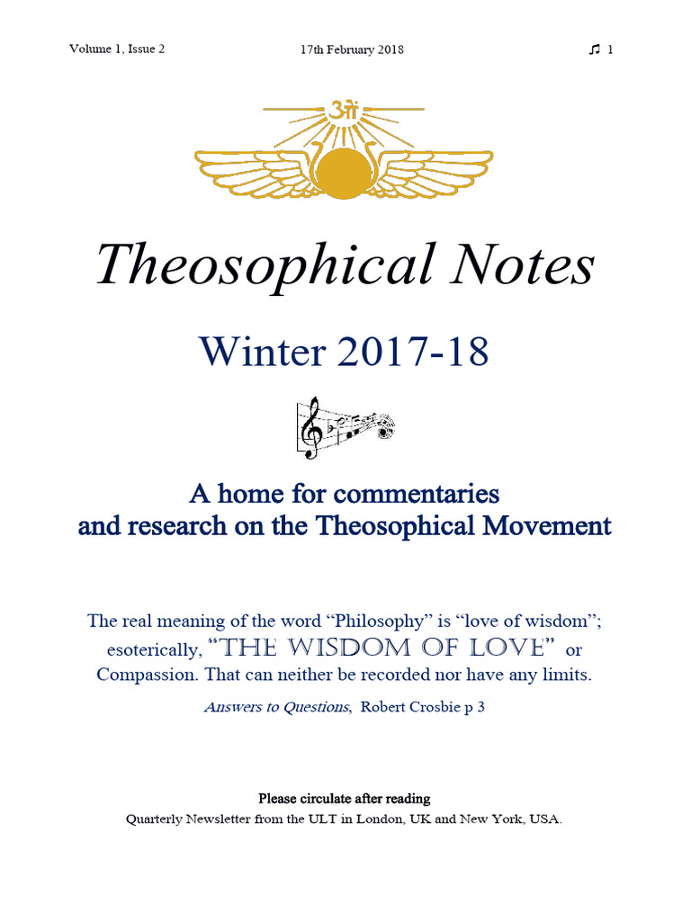 Theosophical Notes 2 Winter 2017 18 | PDF | Theosophy | Helena Blavatsky