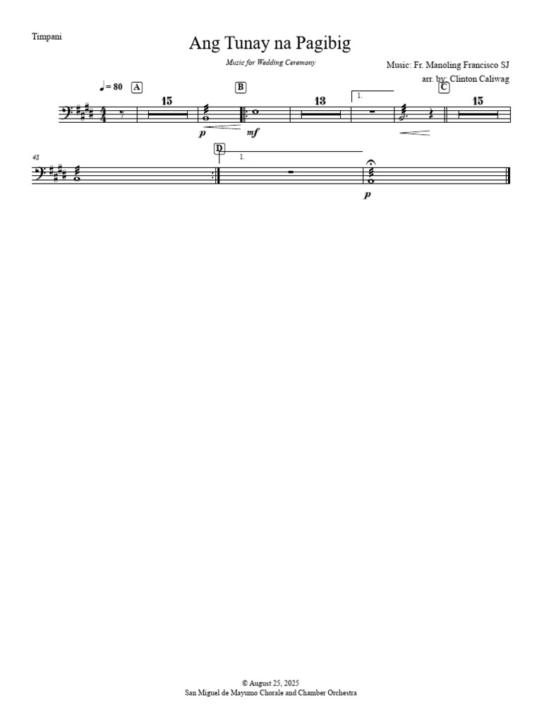 Ang Tunay Na Pagibig Timpani | PDF