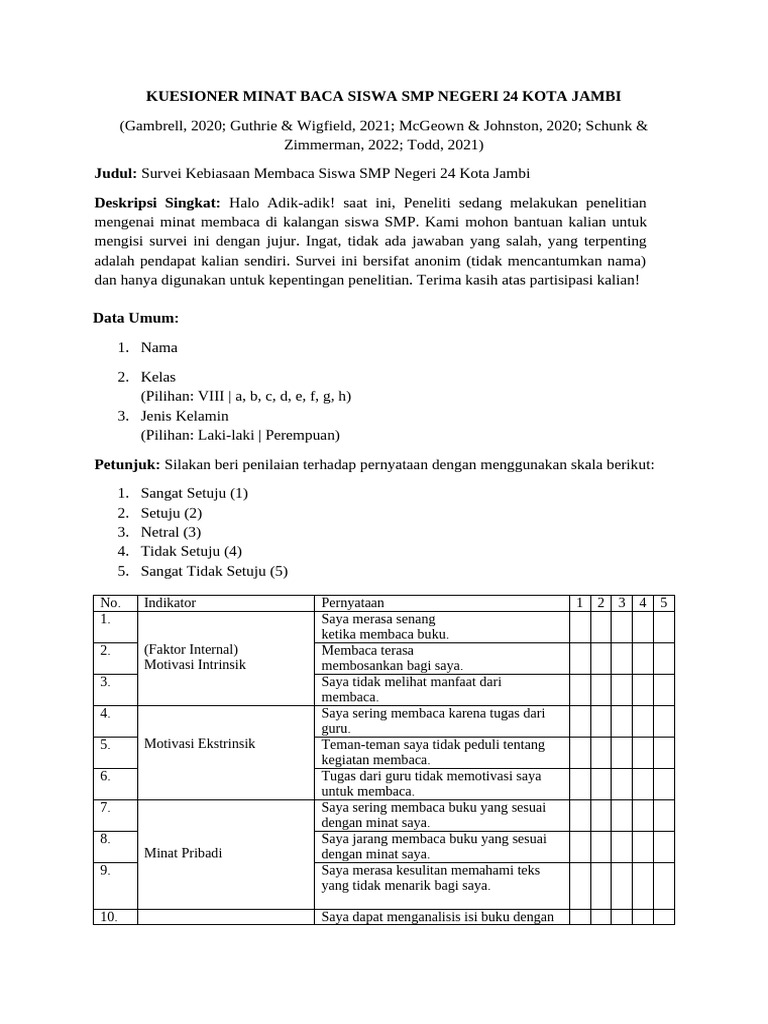 Kuesioner 2025 Agustus Valid | PDF