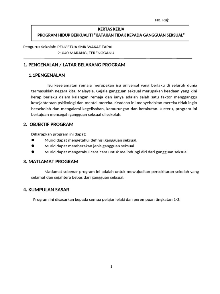 KERTAS KERJA Program Anti Seksual - Maidam | PDF