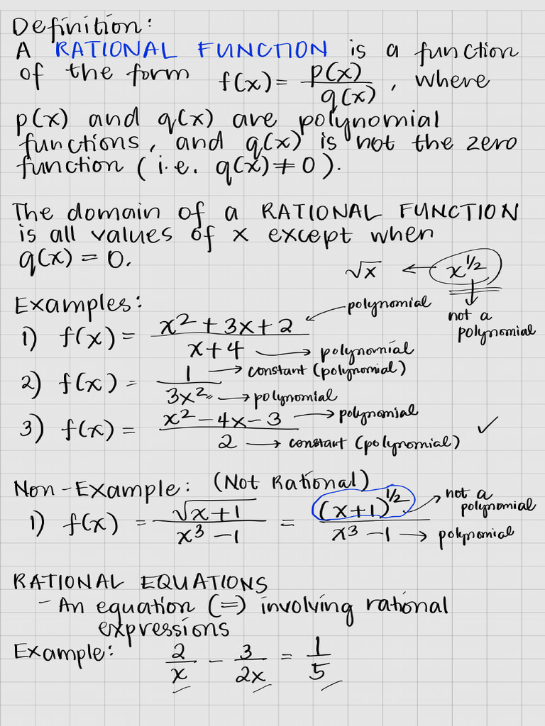 General Mathematics Notes On Rational Functions - 240207 - 110040 | PDF