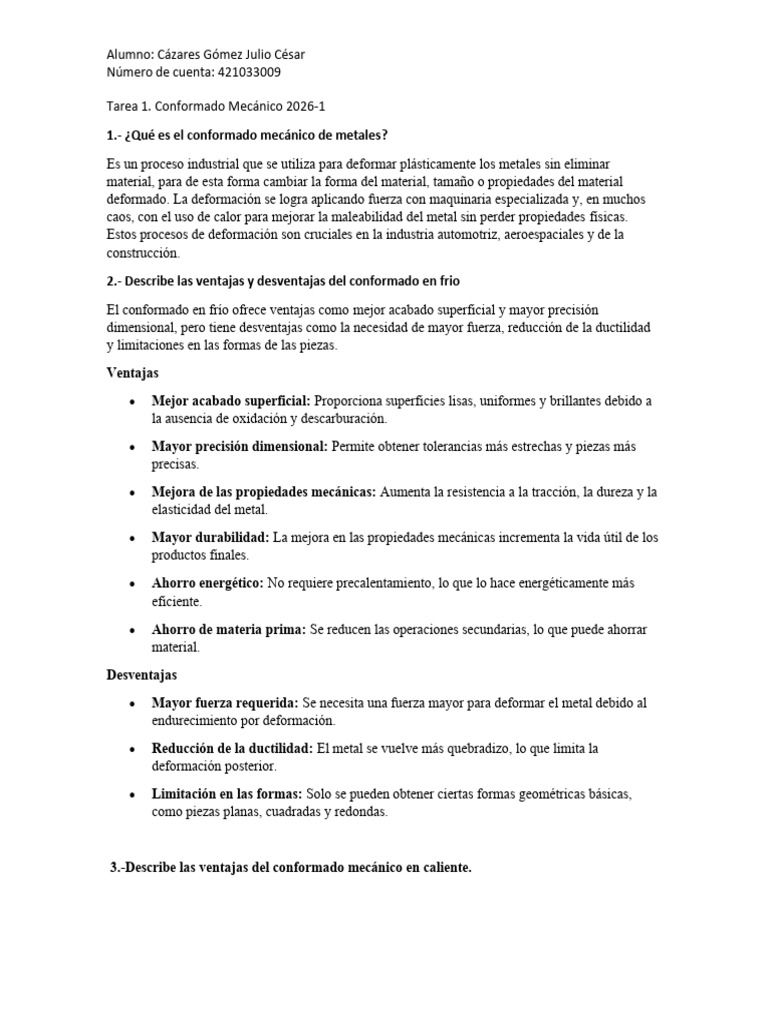 Conformado Mecánico: Ventajas y Procesos | PDF | Laminado ...