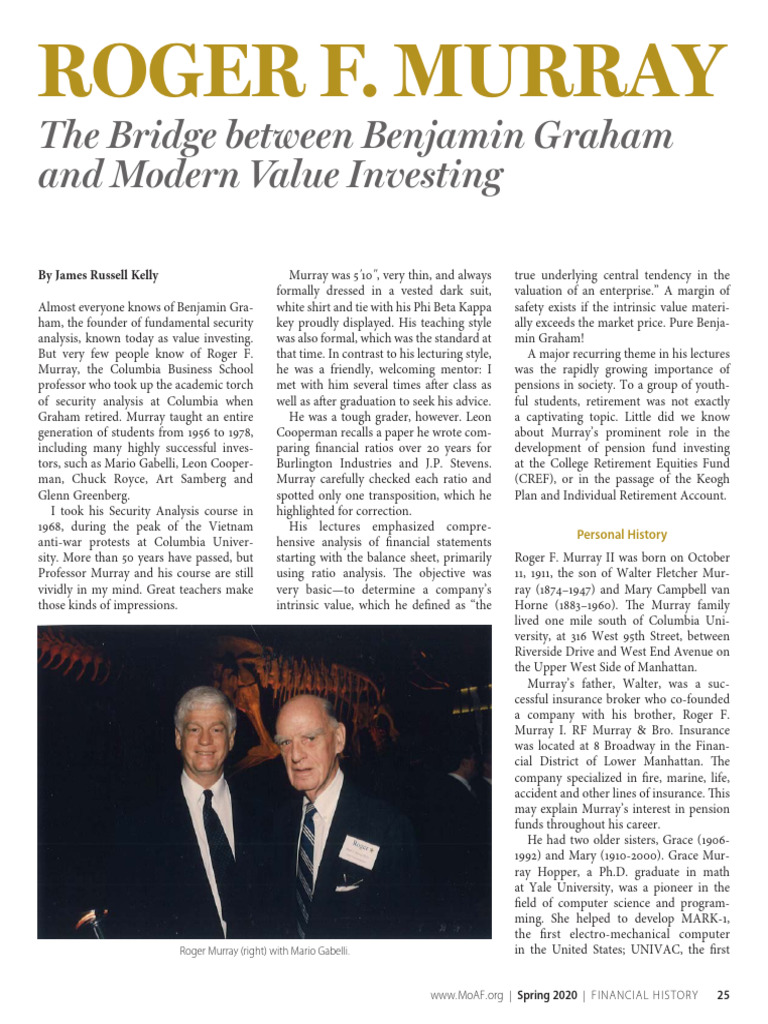 Roger Murray: Mentor to Mario Gabelli | PDF | Value Investing ...