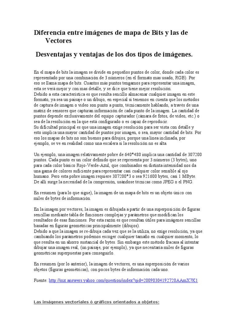 Diferencia Entre Imágenes De Mapa De Bits Y Las De Vectores Pdf