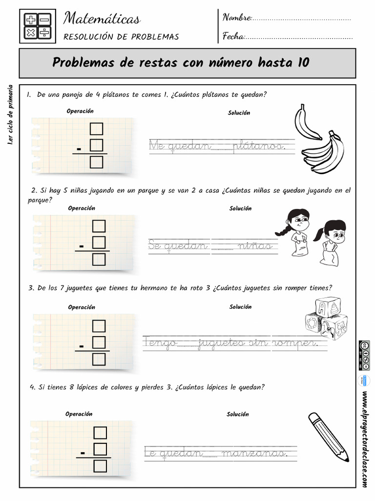 Problemas de Restas 1o de Primaria 1 | PDF