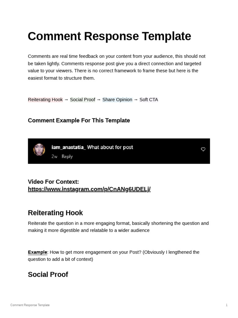 Comment Response Template | PDF | Human Communication