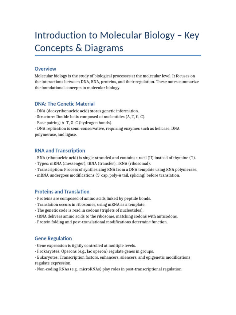 Molecular Biology Notes | PDF
