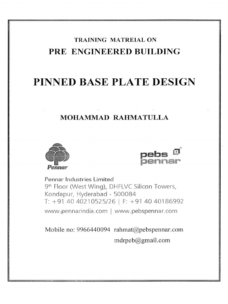 Pinned Base Plate Design | PDF