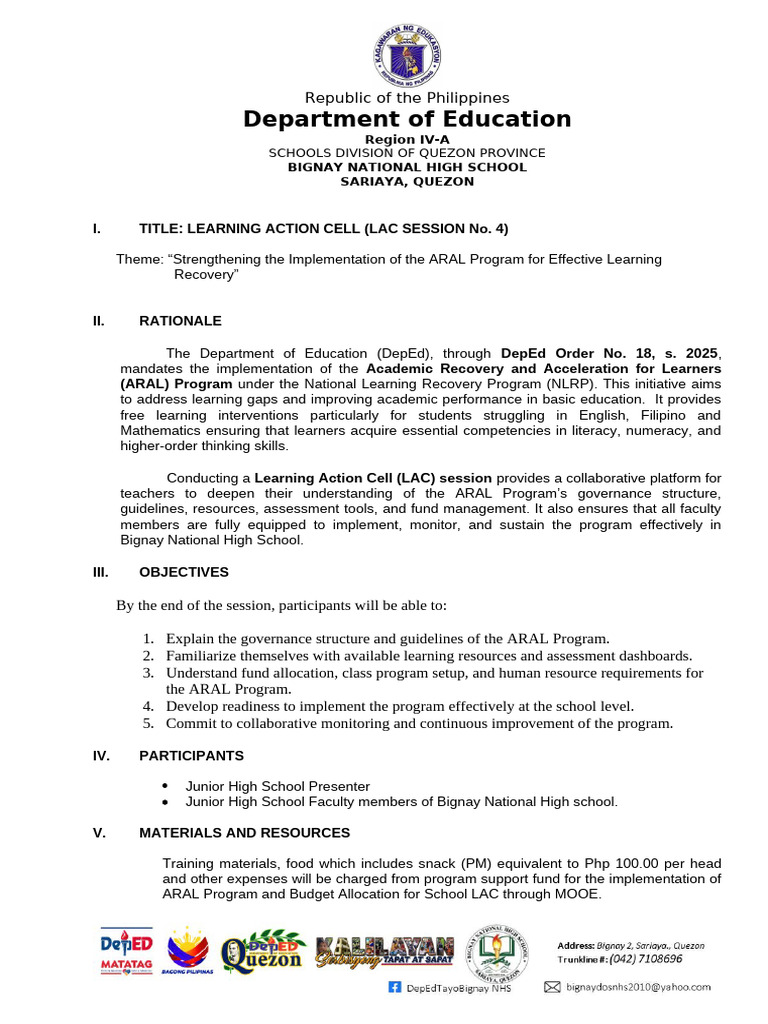 LAC-matrix-Session-AUG-11-session 4 | PDF | Learning | Cognition