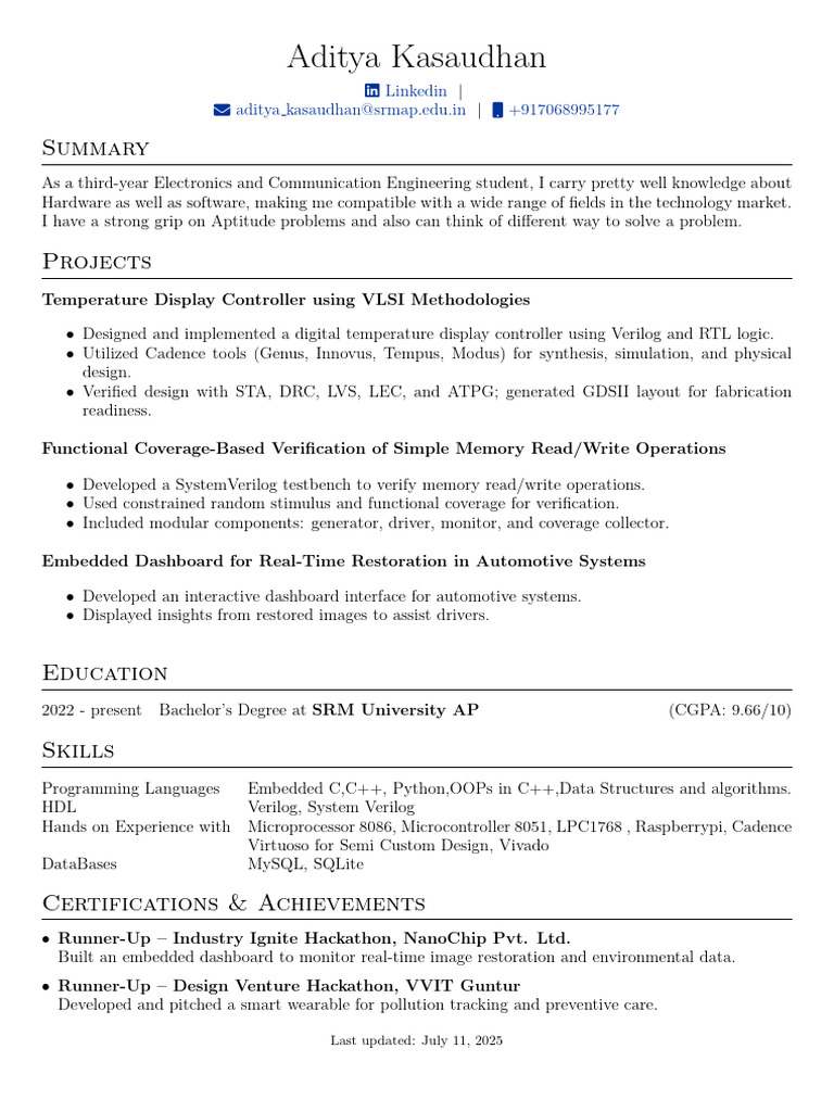 Electronics Engineering Student Profile | PDF