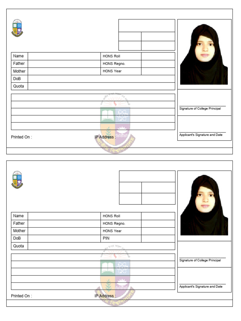National University Masters Admission Form | PDF