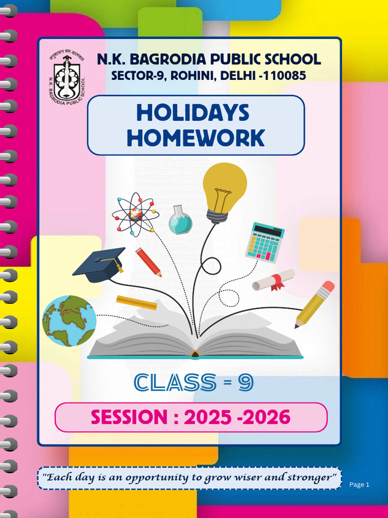 Holidays Homework_Class 9_2025-26 (1) | PDF | Spreadsheet