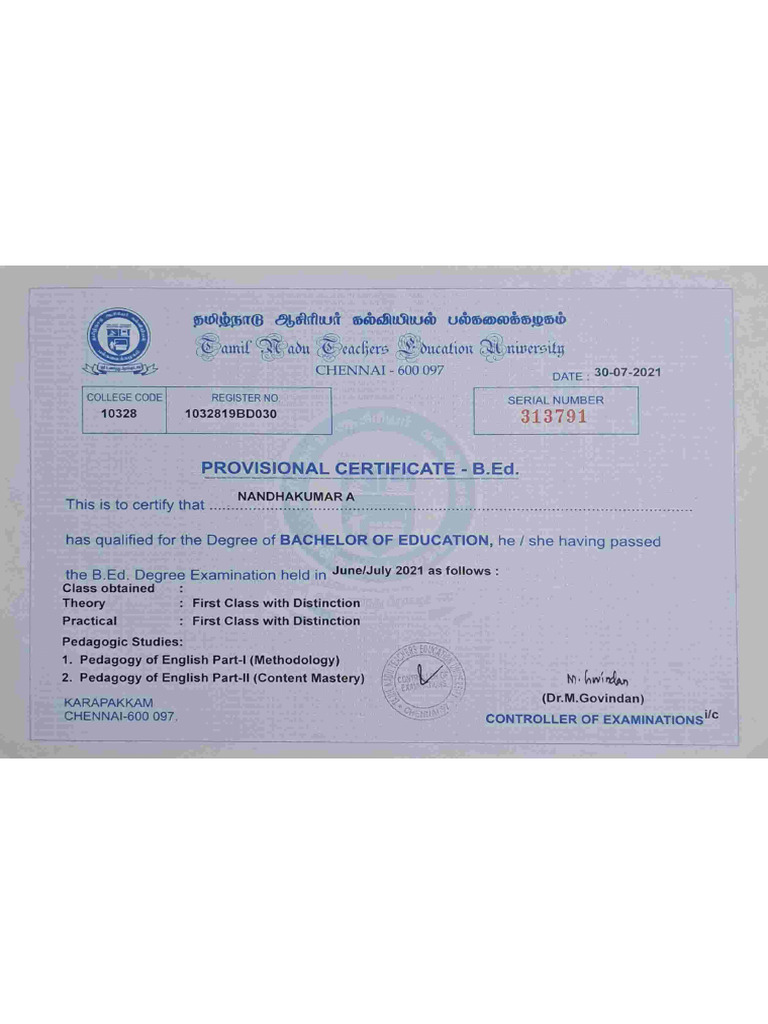 B.ed Provisional | PDF