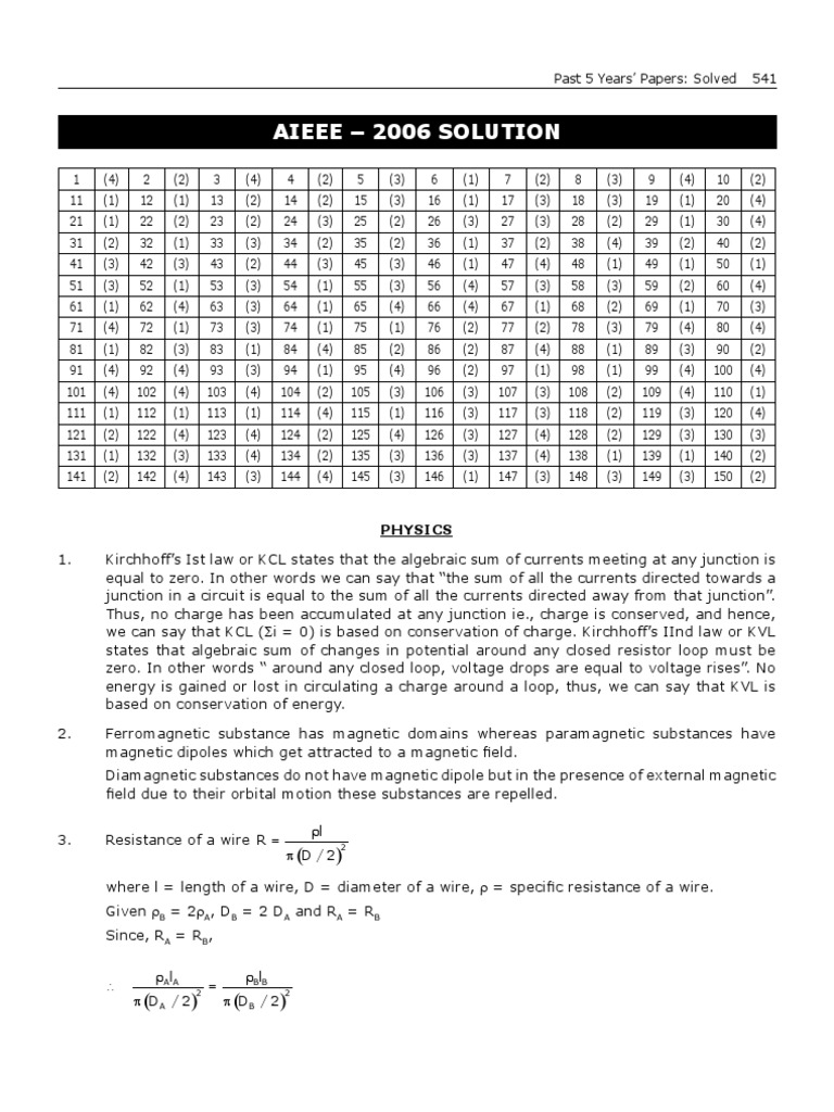 Aieee - 2006 Solution: Physics | PDF | Chemical Polarity | Molar ...