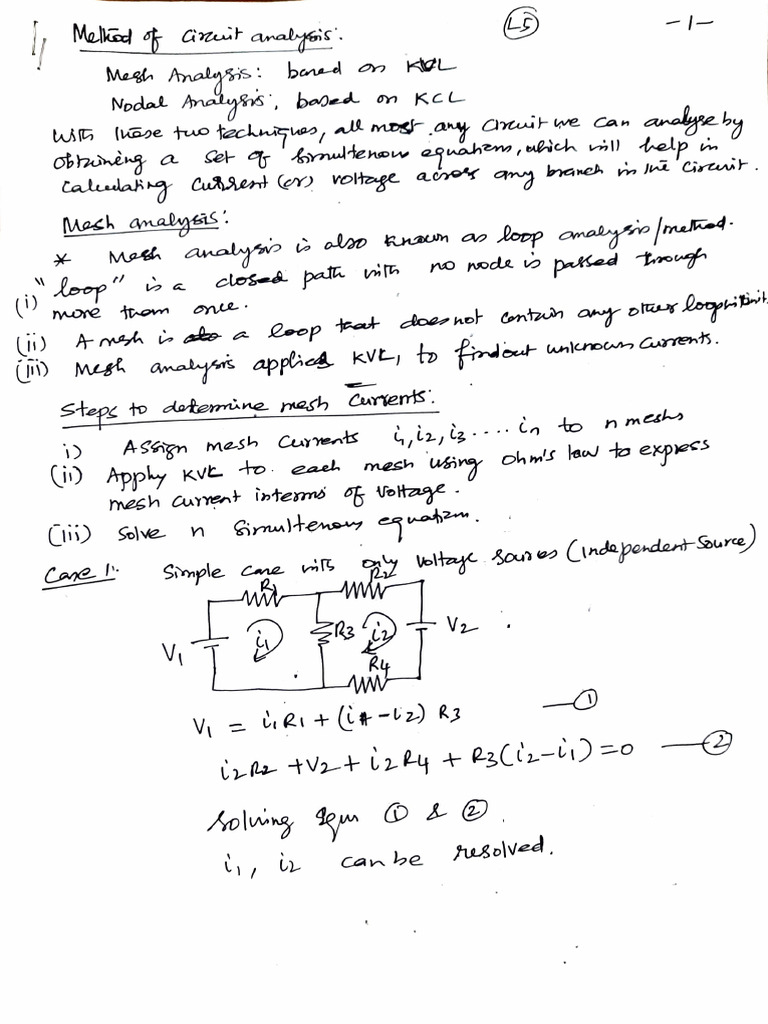 Mesh Analysis Electric Circuits | PDF