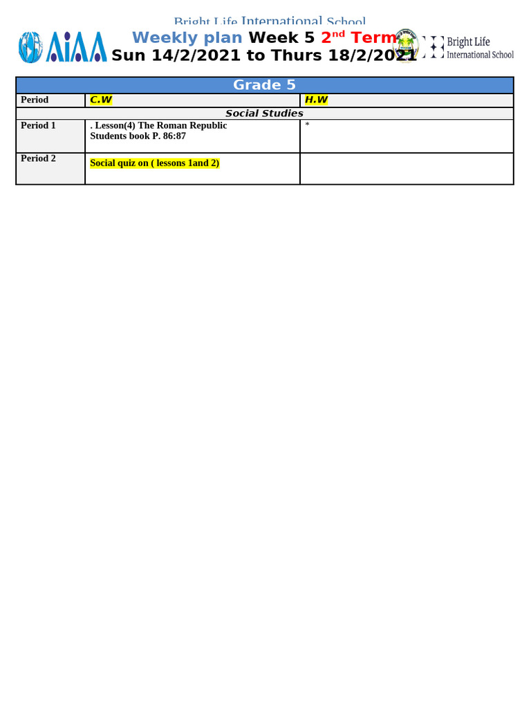 Week5-Grade5-2 ND Term - Social | PDF