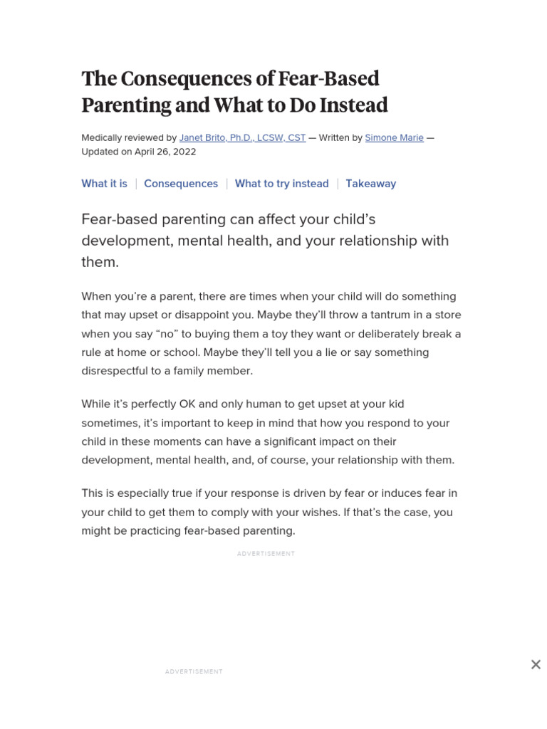 Effects of Fear-Based Parenting | PDF | Parenting | Psychological ...