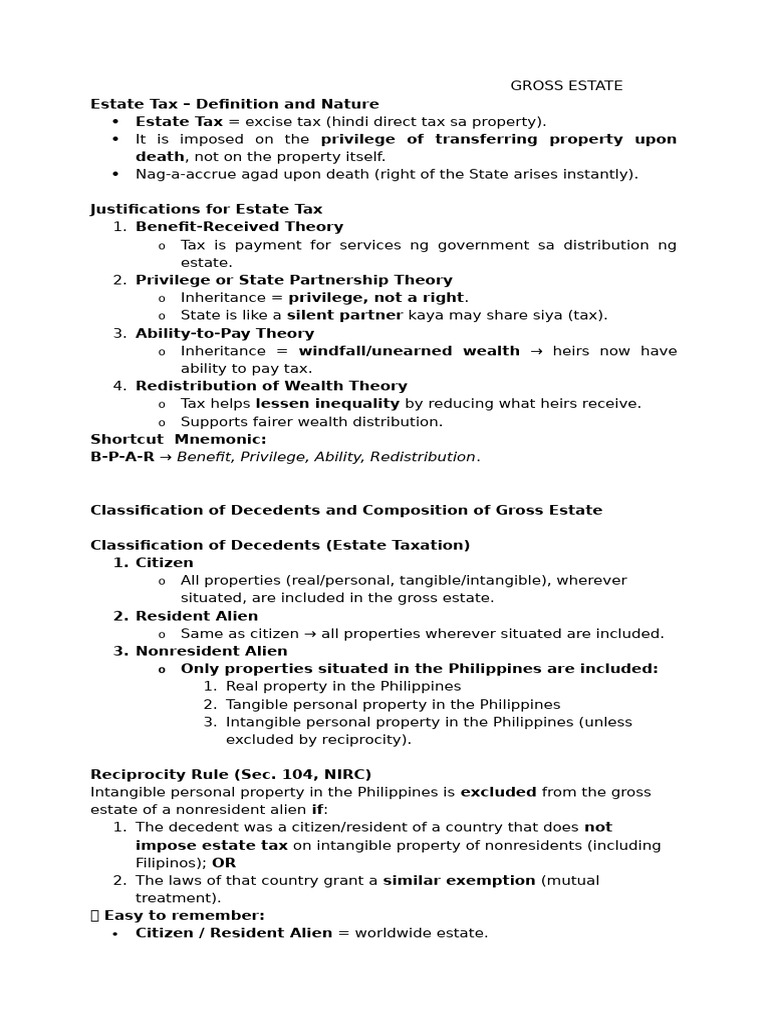 Estate Tax and Gross Estate Overview | PDF | Estate Tax In The United ...