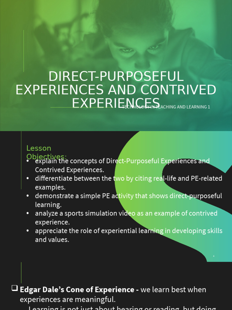 Direct Purposeful Experiences and Contrived Experiences | PDF ...