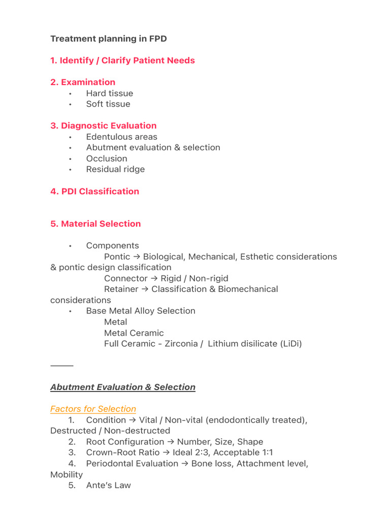 Comprehensive Guide to FPD Treatment Planning | PDF