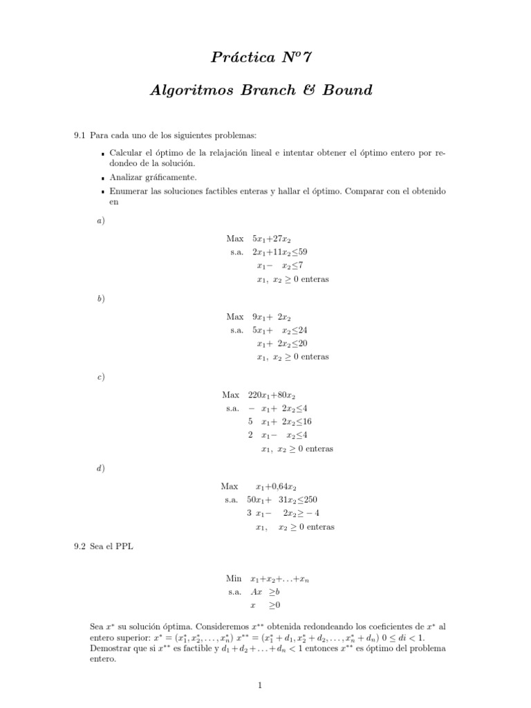 Algoritmo de Branch and Bound | PDF | Matemáticas discretas | Enseñanza de matemática