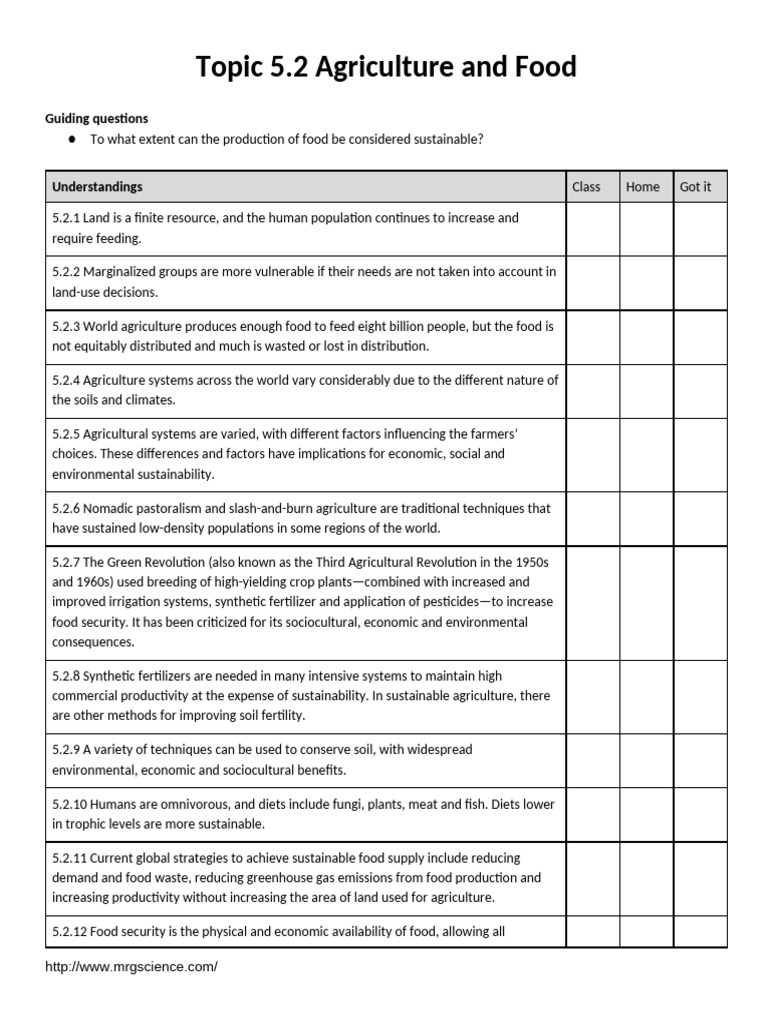 Subtopic 5.2 Agriculture and Food Workbook | PDF | Agriculture ...
