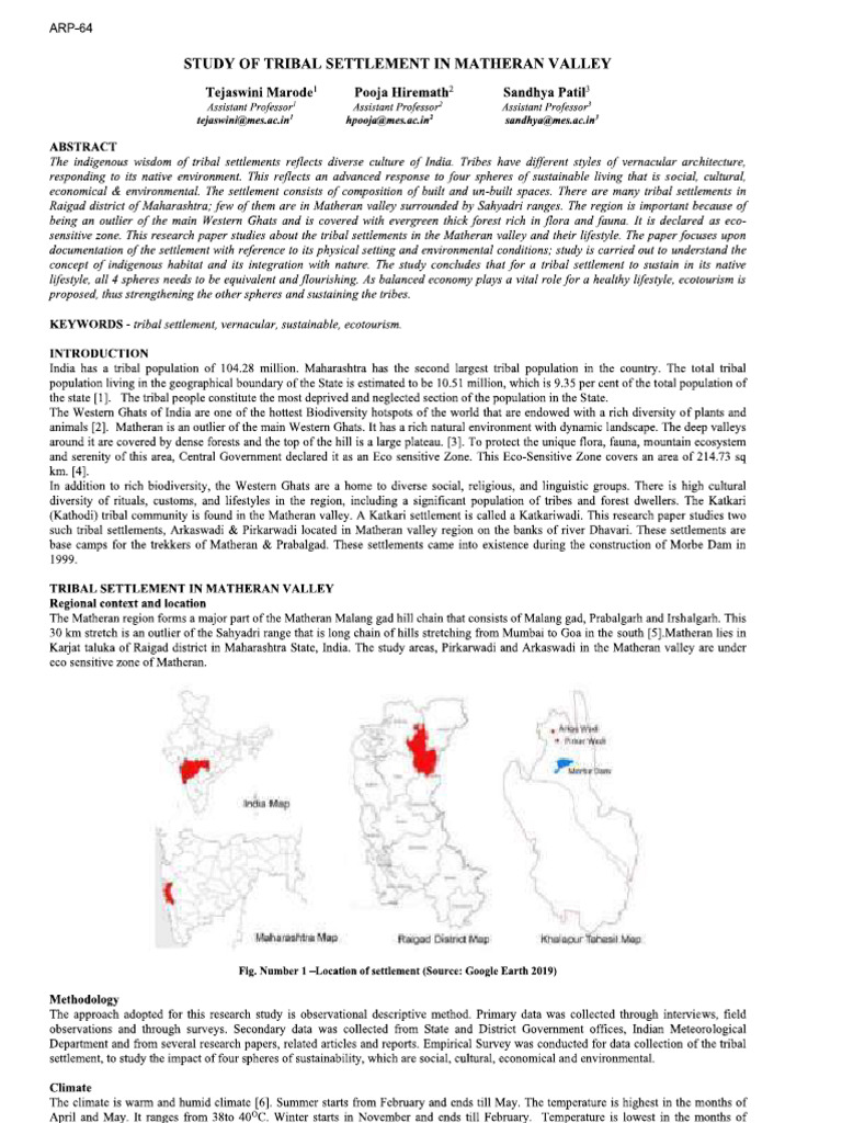 Study of Tribal Settlement in Matheran Valley Ar. Sandhya Patil | PDF