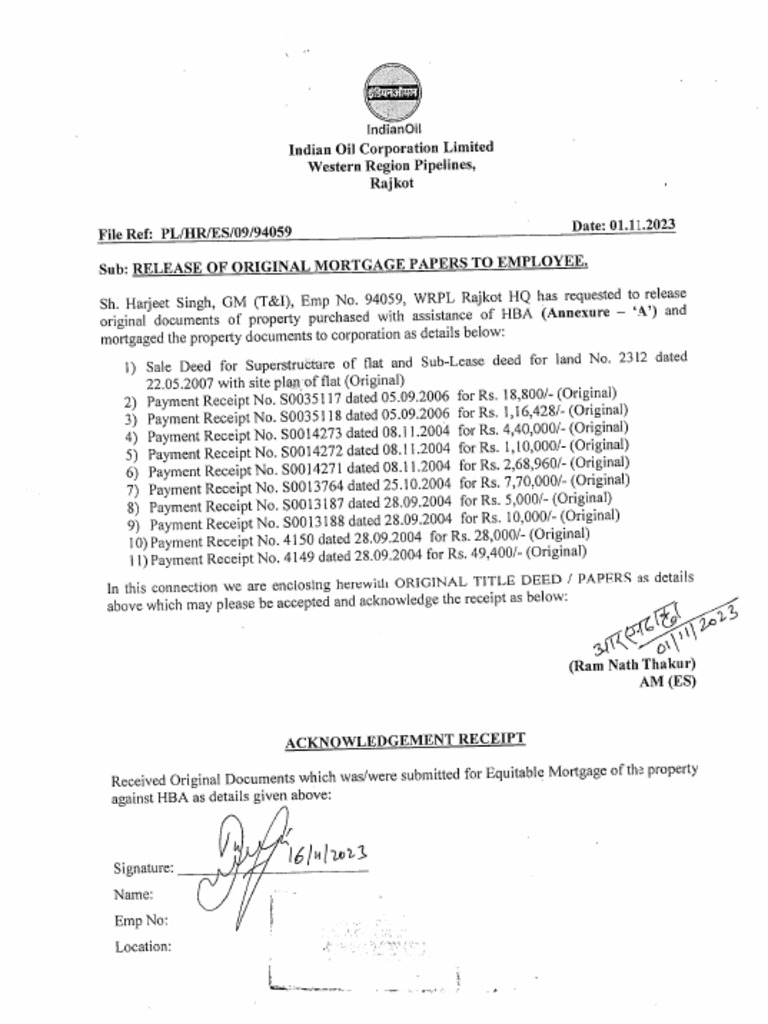 Indian Oil Loan NOC | PDF