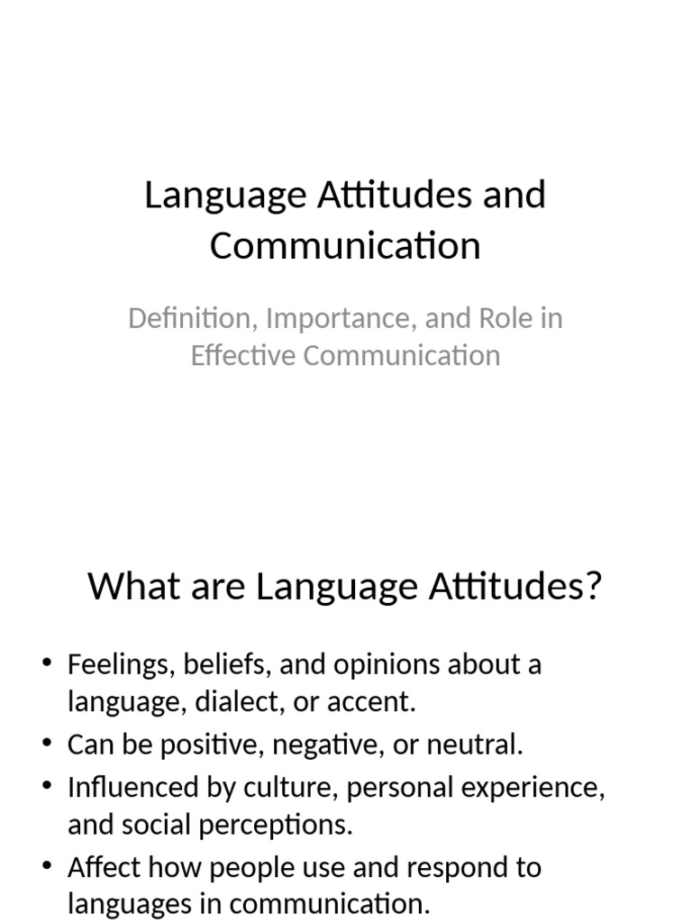 Language Attitudes Communication | PDF