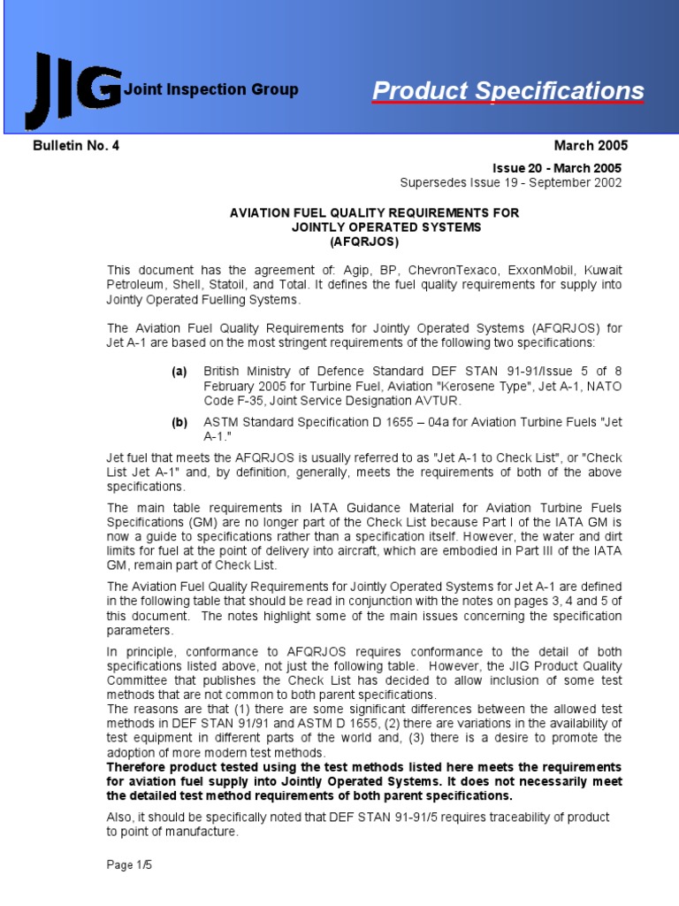 JIG Check List | PDF | Jet Fuel | Distillation