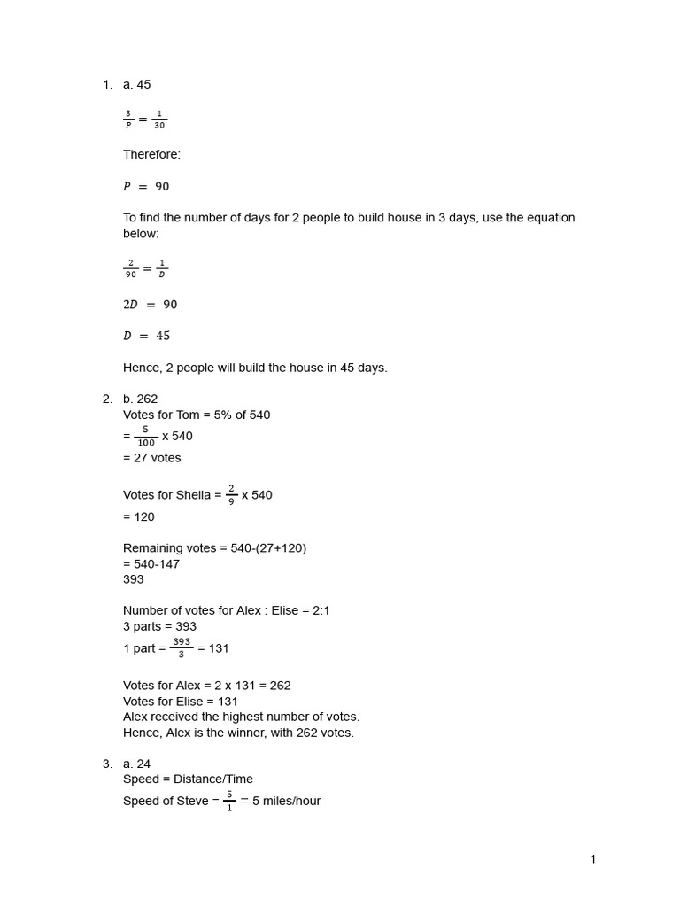 Math Problem Solutions and Ratios | PDF