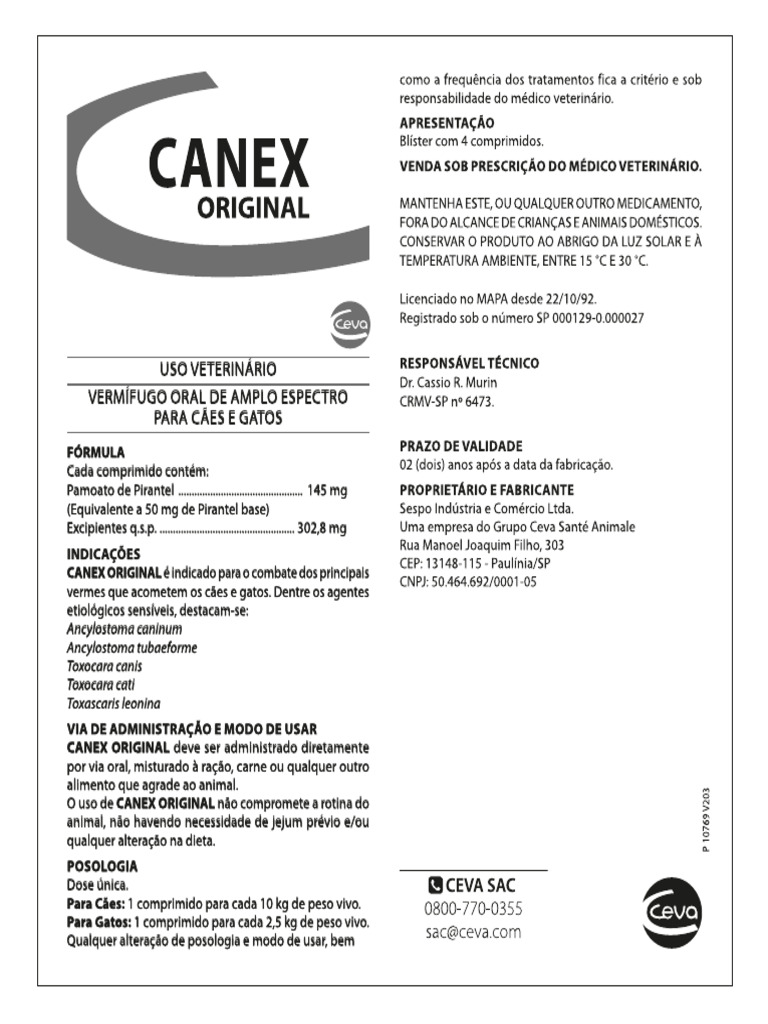 Bula do Canex Original para Animais | PDF