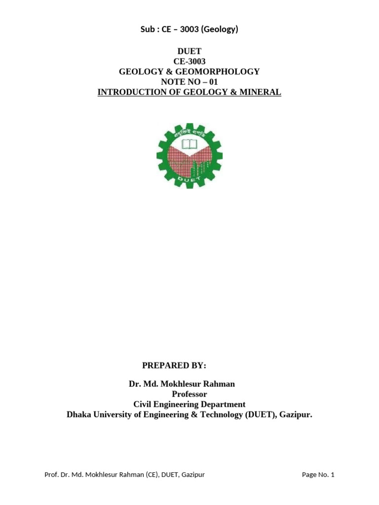 Geology & Minerals-2024-New | PDF | Minerals | Chemical Bond